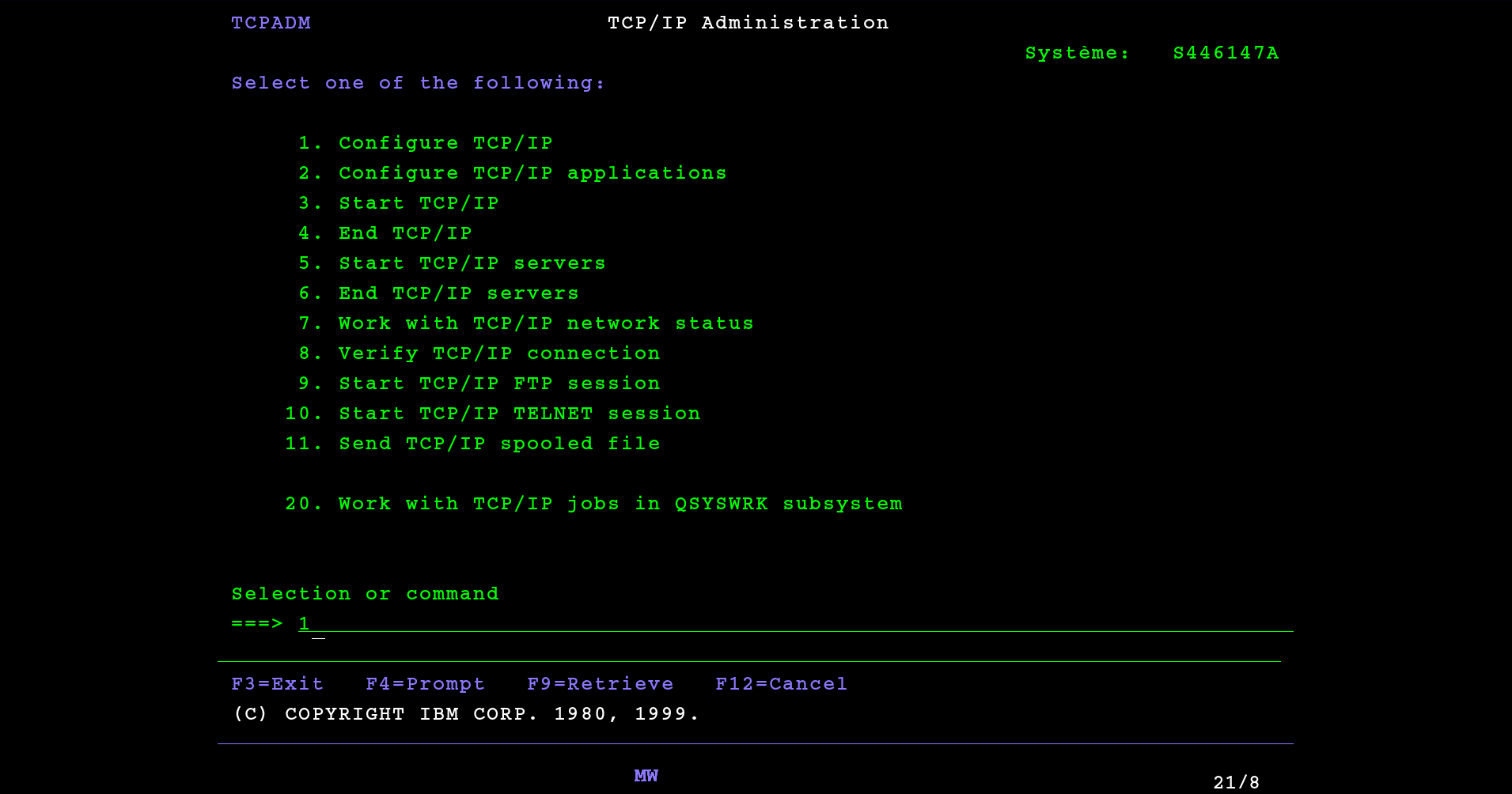IBM AS/400 - Configuration TCP/IP · Podalirius